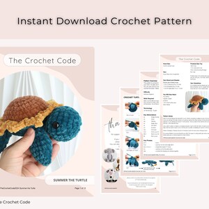No Sew Turtle Crochet Pattern, Crochet Turtle Amigurumi Pattern, Cute ...