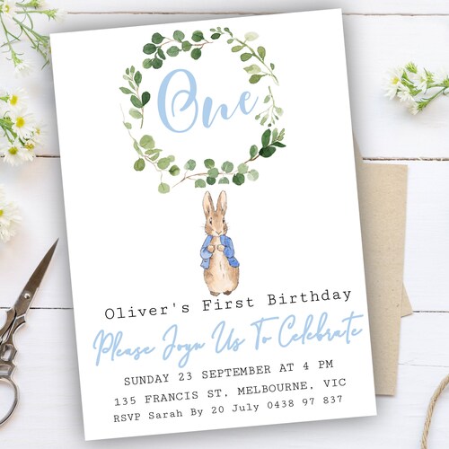 Printable Peter Rabbit Birthday Invitations Instant Download - Etsy