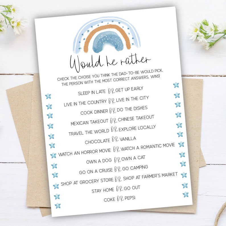 Would He Rather Game Baby Shower Game Fun Baby Shower - Etsy Would He Rather Game Baby Shower Game Fun Baby Shower - Etsy