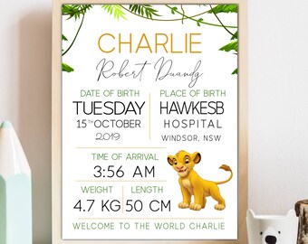 Lion Birth Poster - Etsy