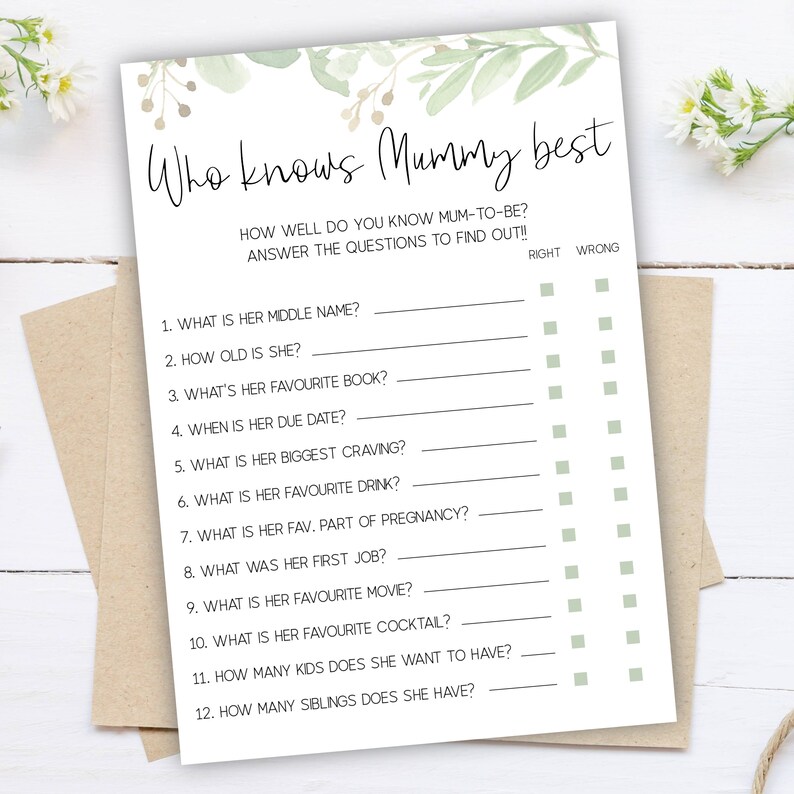Qui connaît le mieux maman fr Jeu de Baby Shower fr | Etsy Qui connaît le mieux maman fr Jeu de Baby Shower fr | Etsy