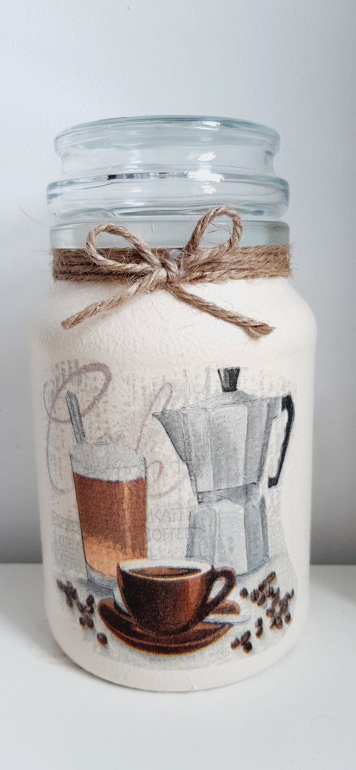 Coffee cannister coffee storage jar recycled coffee jar | Etsy