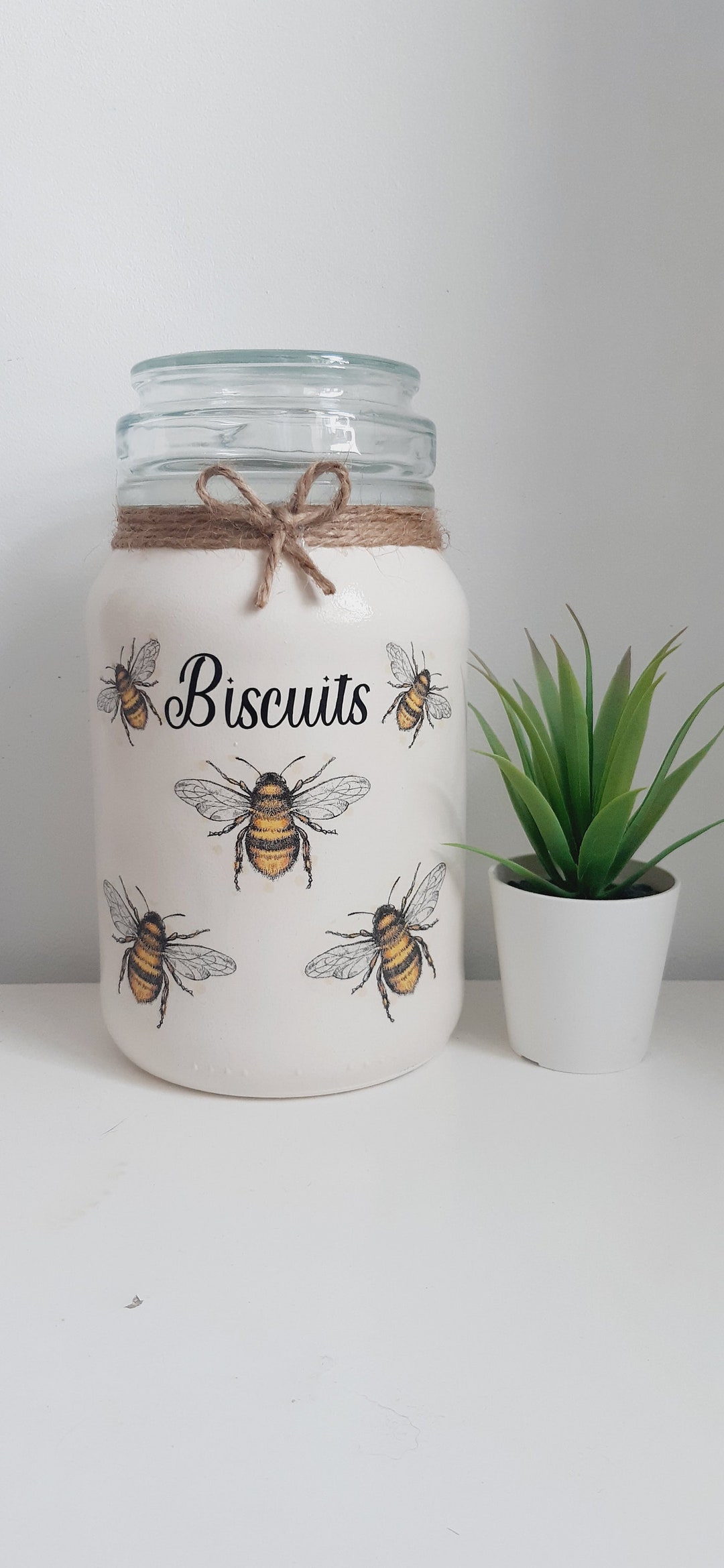 Bumble Bee Biscuit Jar, Decoupaged Bee Biscuit Barrel, Bumble Bee Gift ...