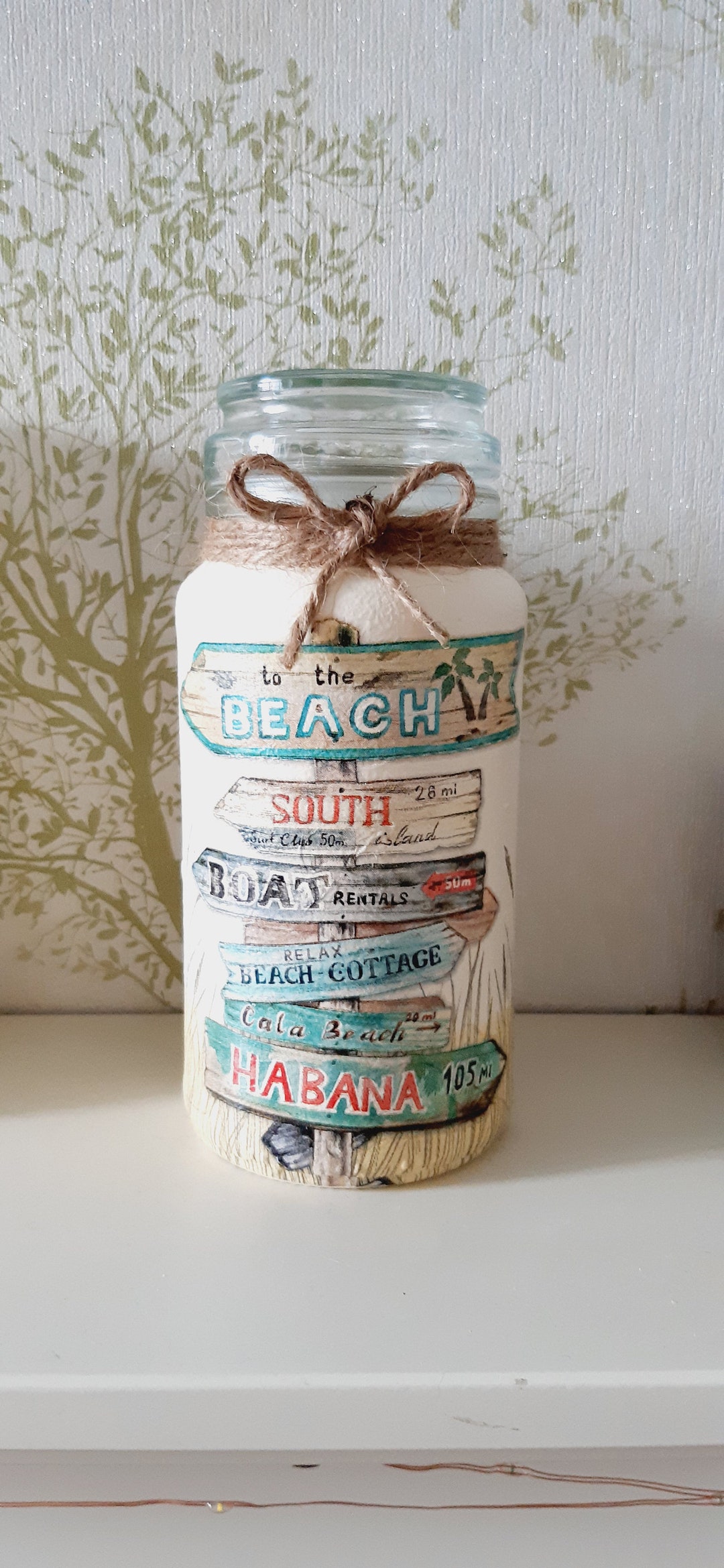 Beach Themed Storage Jar, Beach Kitchen Utensil Holder, Beach Themed ...