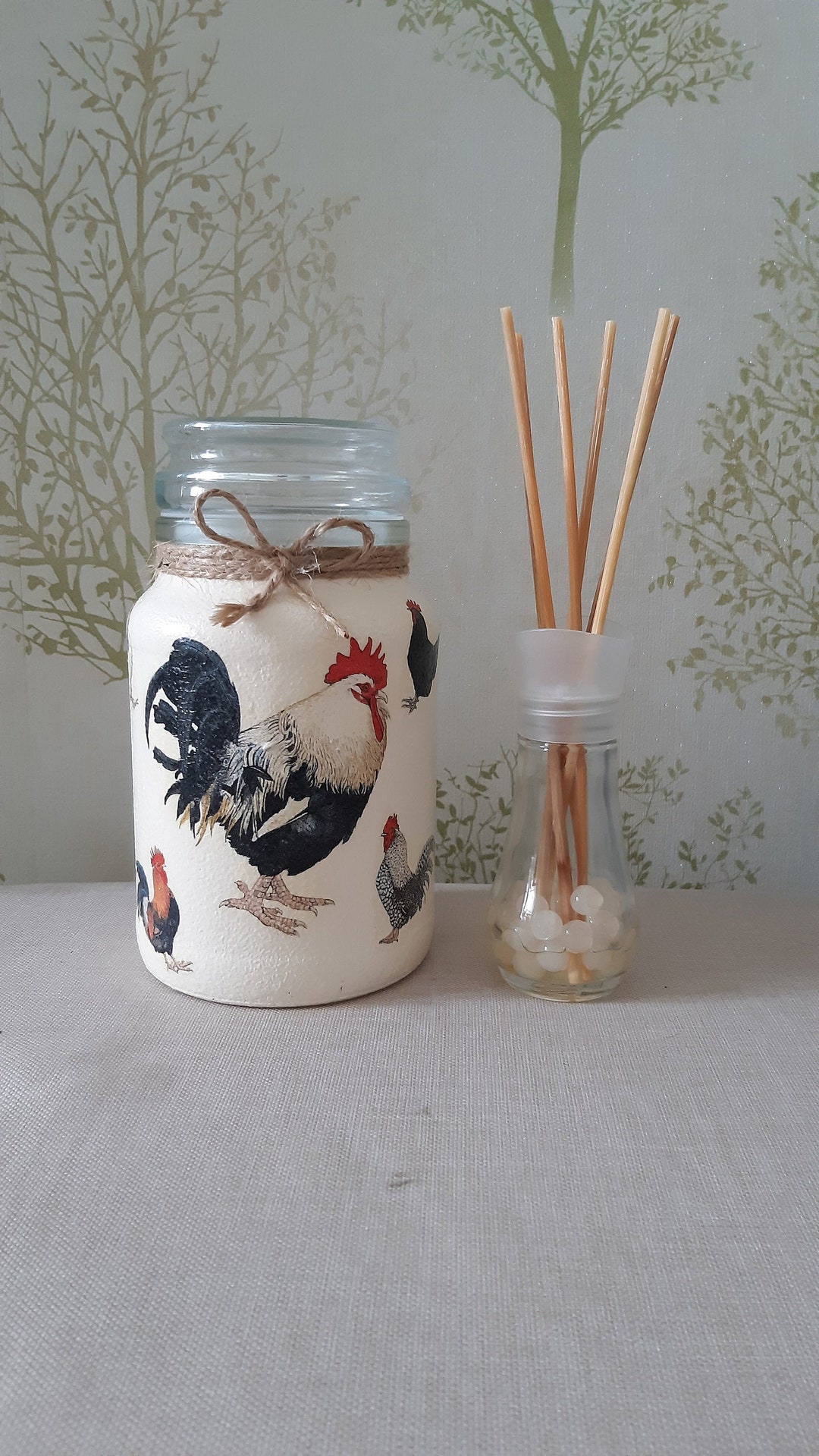 Chicken Decorated Jar, Vase, Kitchen Utensil Holder, Make up Brush ...