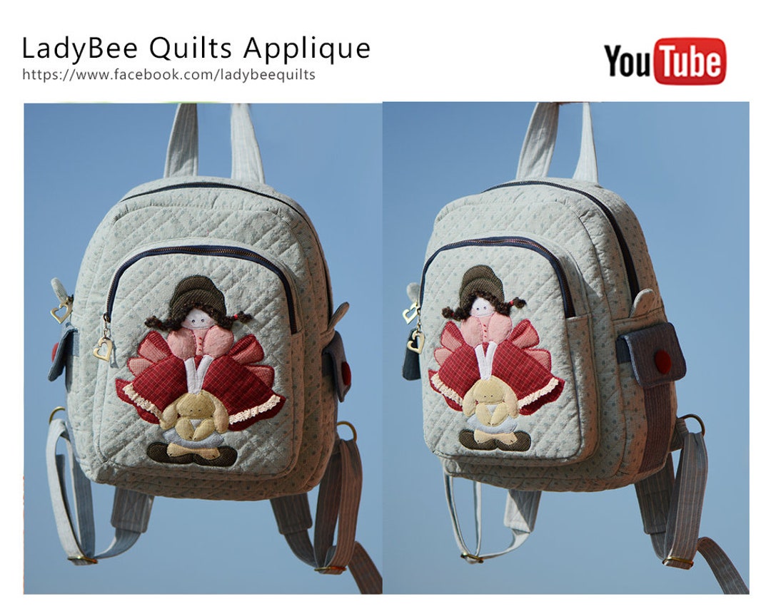Backpack Sewing Pattern - Cute Girl Quilts Applique, Pattern Only, PDF ...