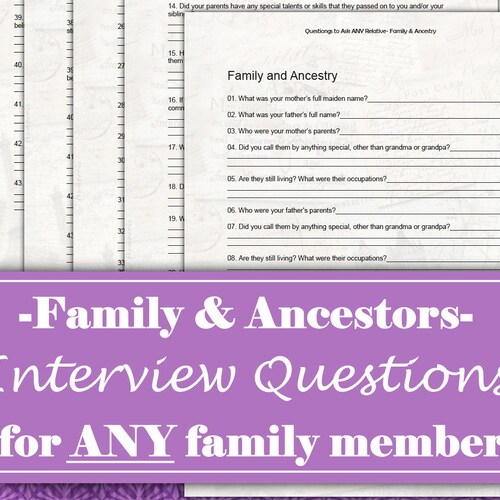 Family & Ancestory: 122 Genealogy Questions to Ask ANY Family - Etsy