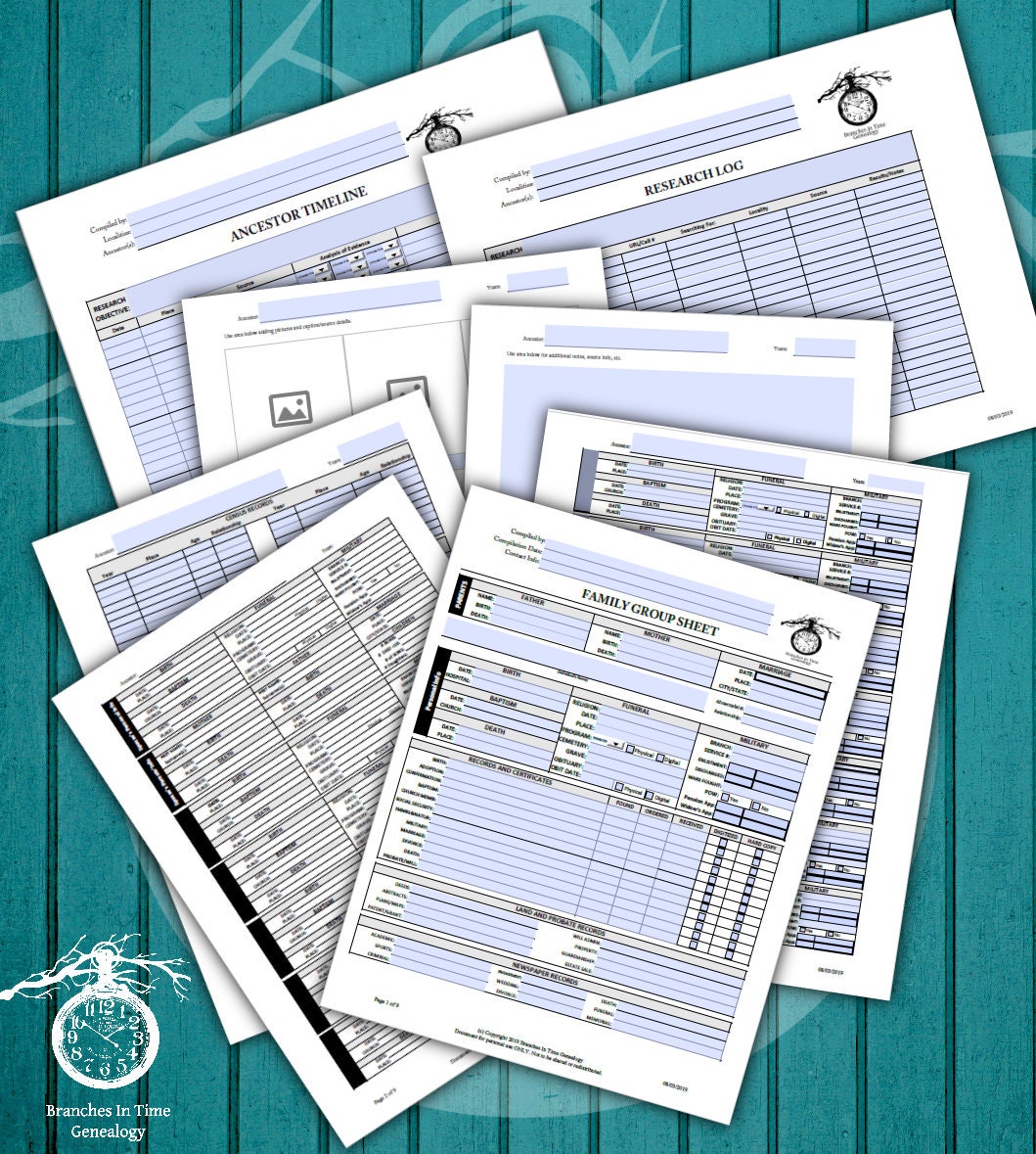 9 Page Family Research Sheets Bundle Updated | Genealogy Research Forms ...