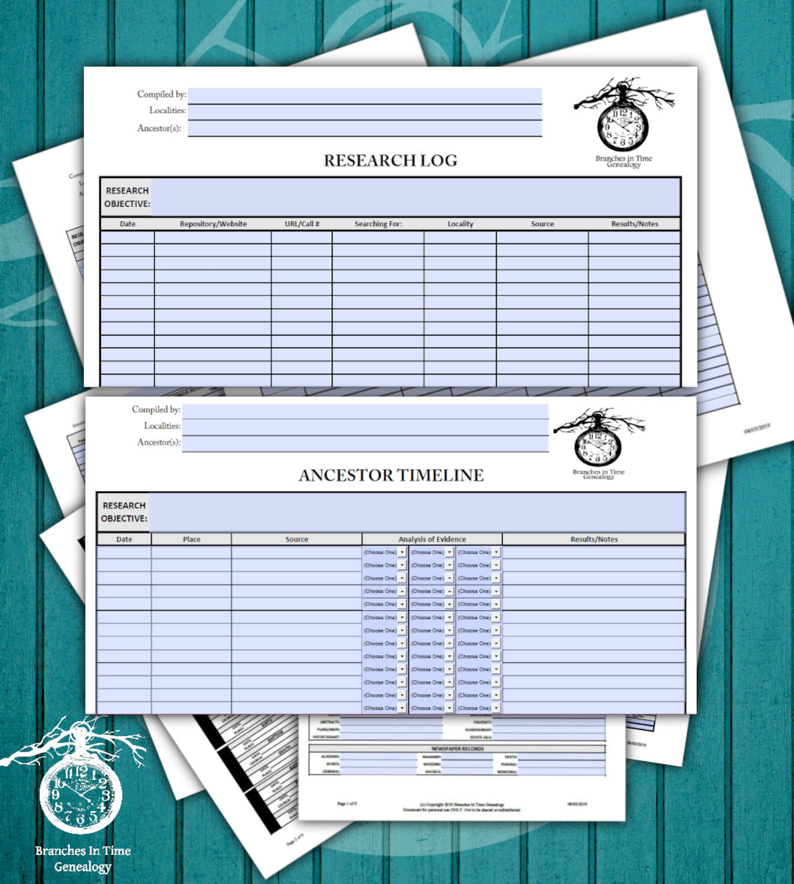 9 Page Family Research Sheets Bundle Updated | Genealogy Research Forms ...