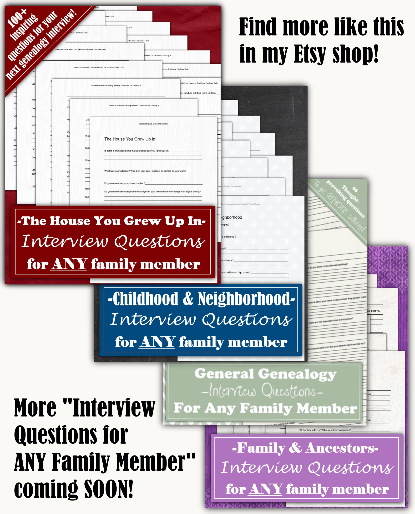 Childhood & Neighborhood: 100 Genealogy Questions to Ask ANY - Etsy