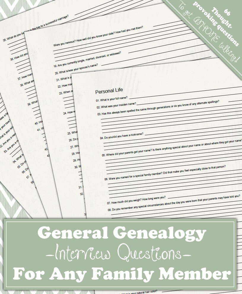 Bundle #1: 500+ Genealogy Questions to Ask ANY Family Member | Ancestry ...