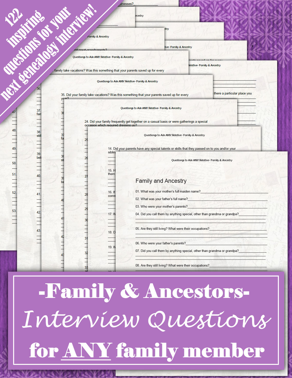 Bundle #1: 500+ Genealogy Questions to Ask ANY Family Member | Ancestry ...