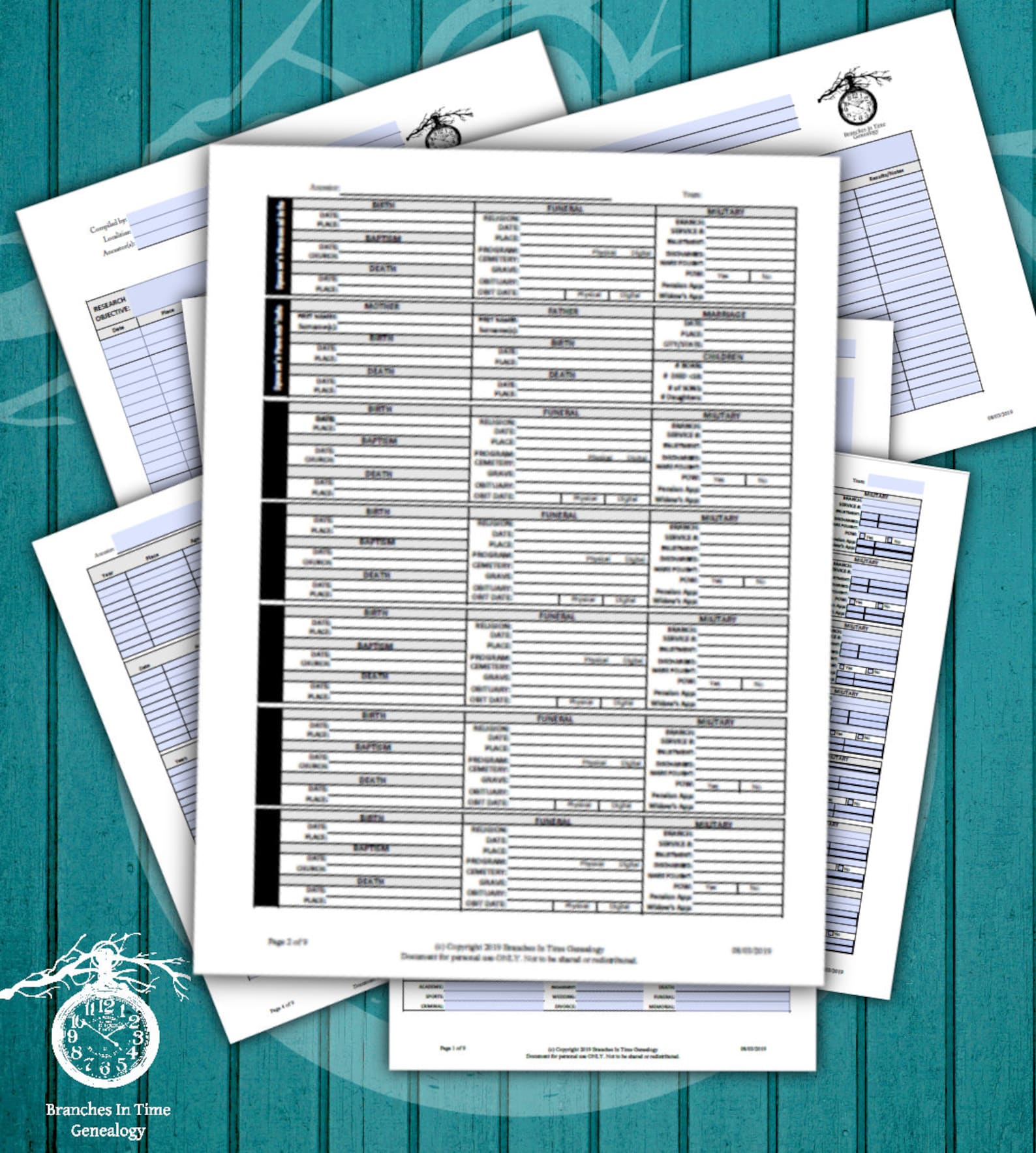 9 Page Family Research Sheets Bundle Updated | Genealogy Research Forms ...