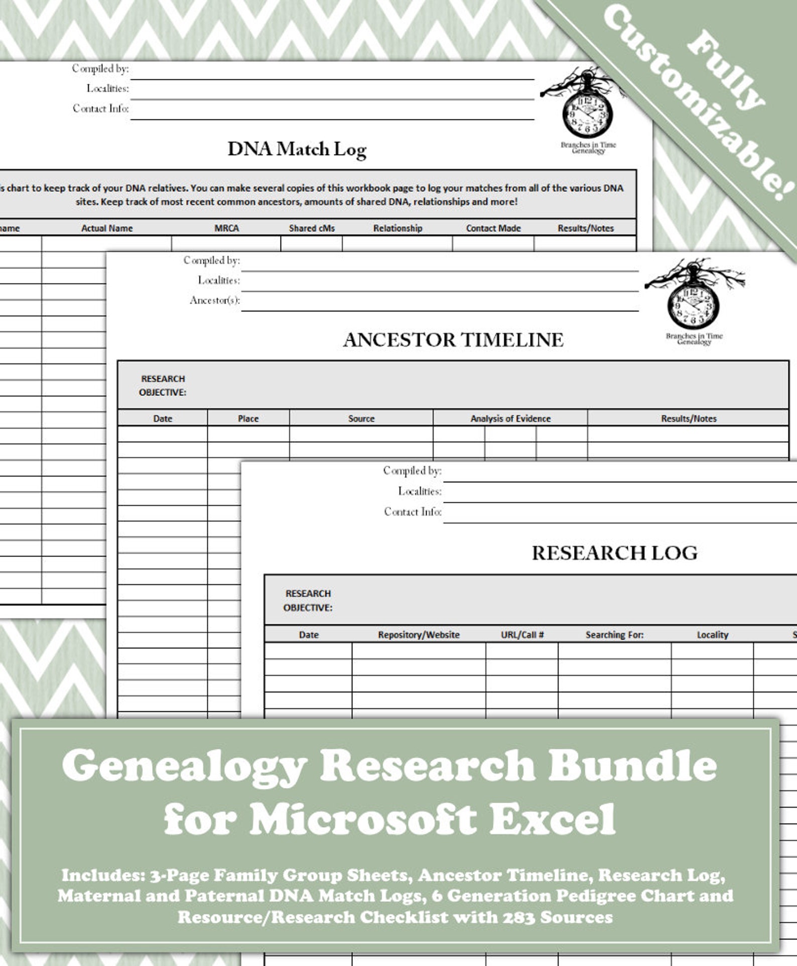 9 Pg Family Research Bundle FOR EXCEL- Fully Customizable | Family ...