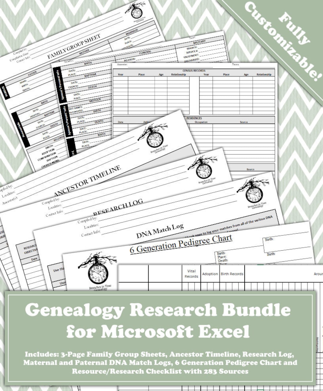 9 Pg Family Research Bundle FOR EXCEL- Fully Customizable | Family ...