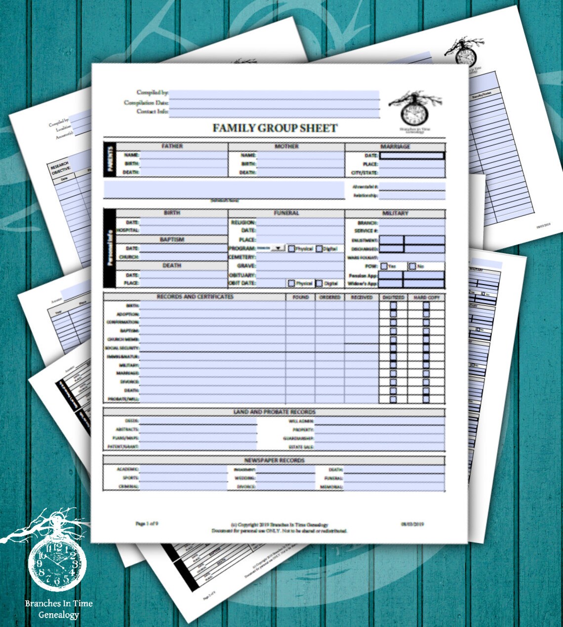 9 Page Family Research Sheets Bundle Updated | Genealogy Research Forms ...