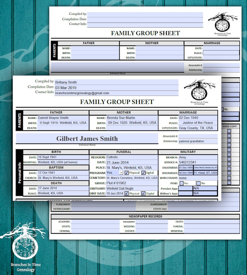 9 Page Family Research Sheets Bundle Updated | Genealogy Research Forms ...