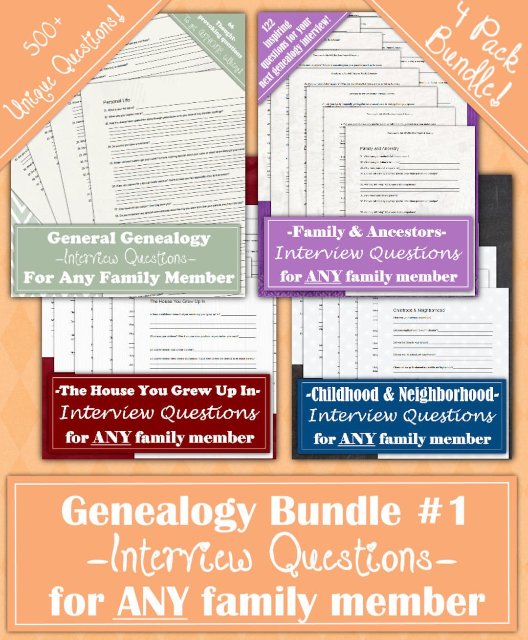 Bundle #1: 500+ Genealogy Questions to Ask ANY Family Member | Ancestry ...