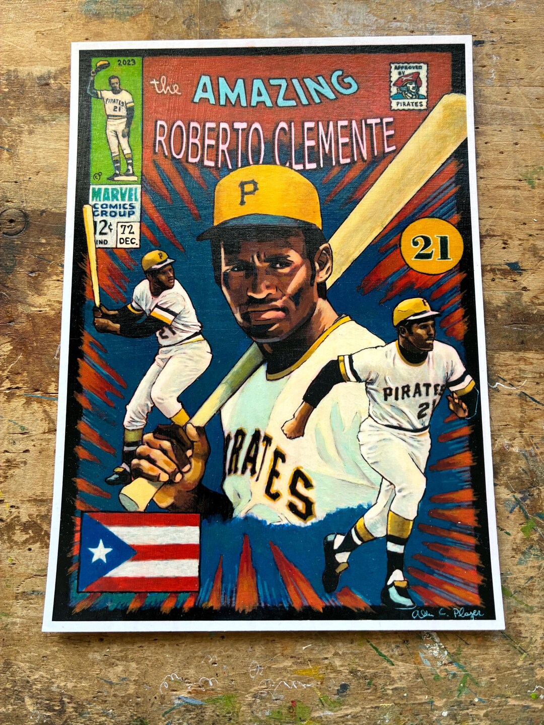 Roberto Clemente Comic Book Cover Baseball Art Card Print, 5 X 7 Inches ...