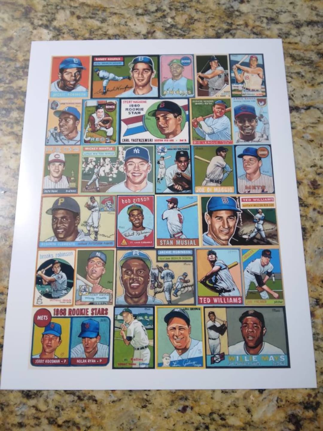 Baseball Card Art Poster: 1930-1969. 11x14 Inches. Prints of Artwork by ...