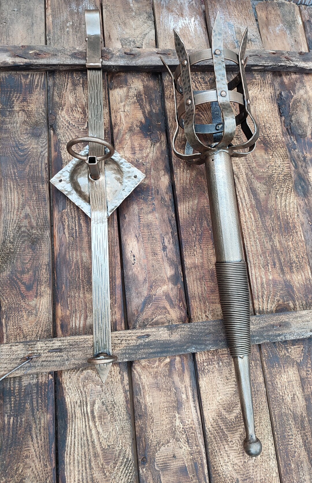 Medieval Wrought Iron Wall Sconce – Gothic Castle Torch Lighting – Hand ...