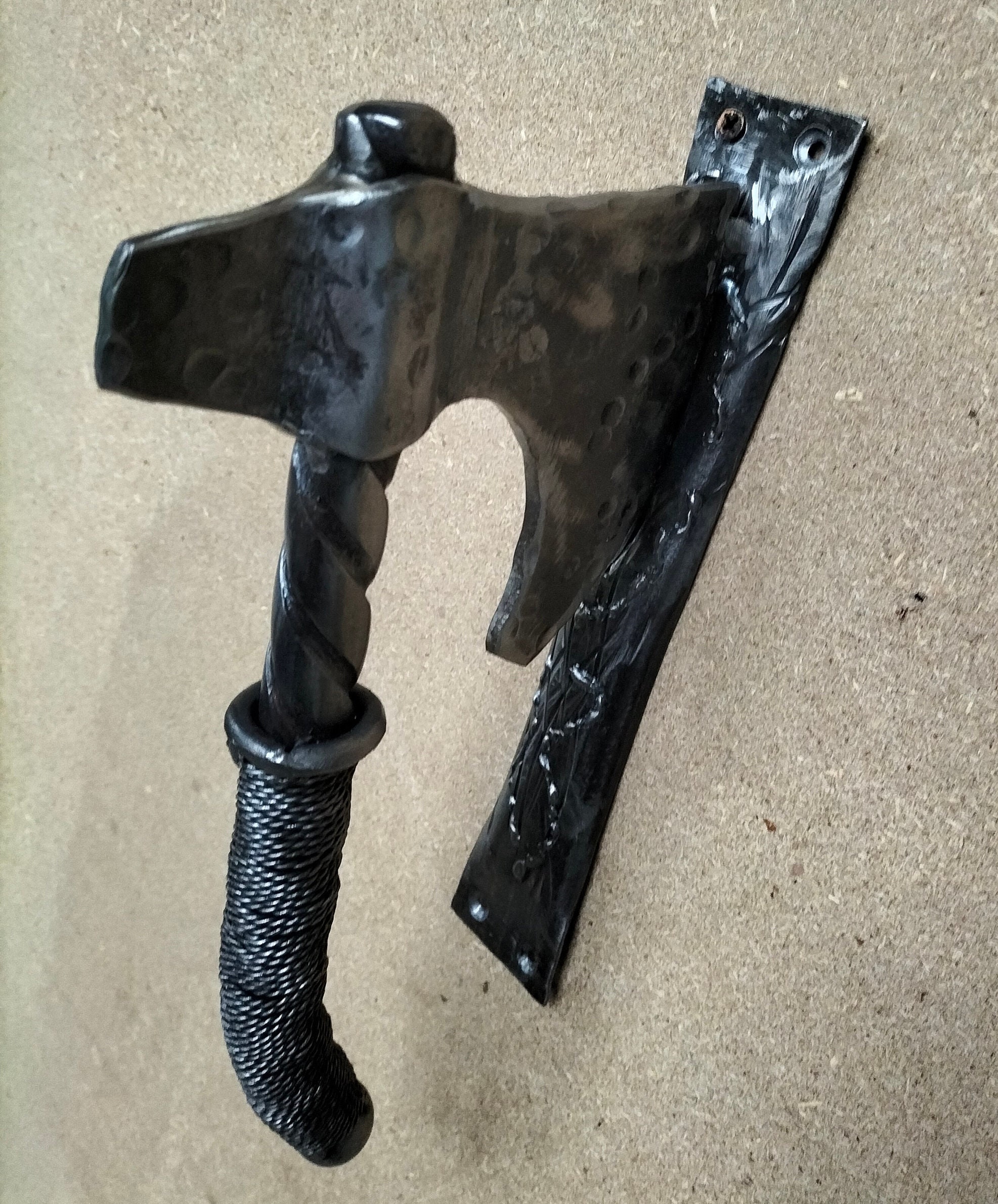 Forged Iron Axe Door Handle: Rustic Viking Decor - Etsy