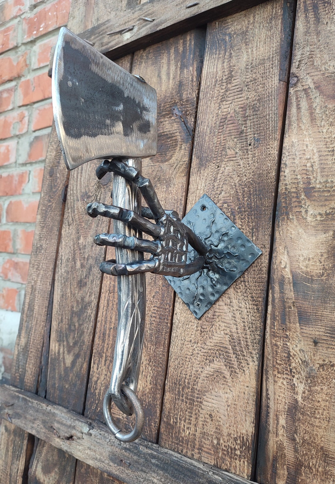 Halloween Decorhand Forged Skeleton Hand With Axe – Gothic Wall Decor ...