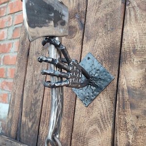 Viking Wall Decor. Skeleton of a Hand. Halloween Decor. Iron Axe. Gift ...
