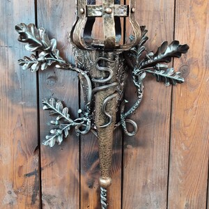 Medieval Torch Fantasy Wall Sconce Rustic Wall Lamp Wrought Iron Wall ...
