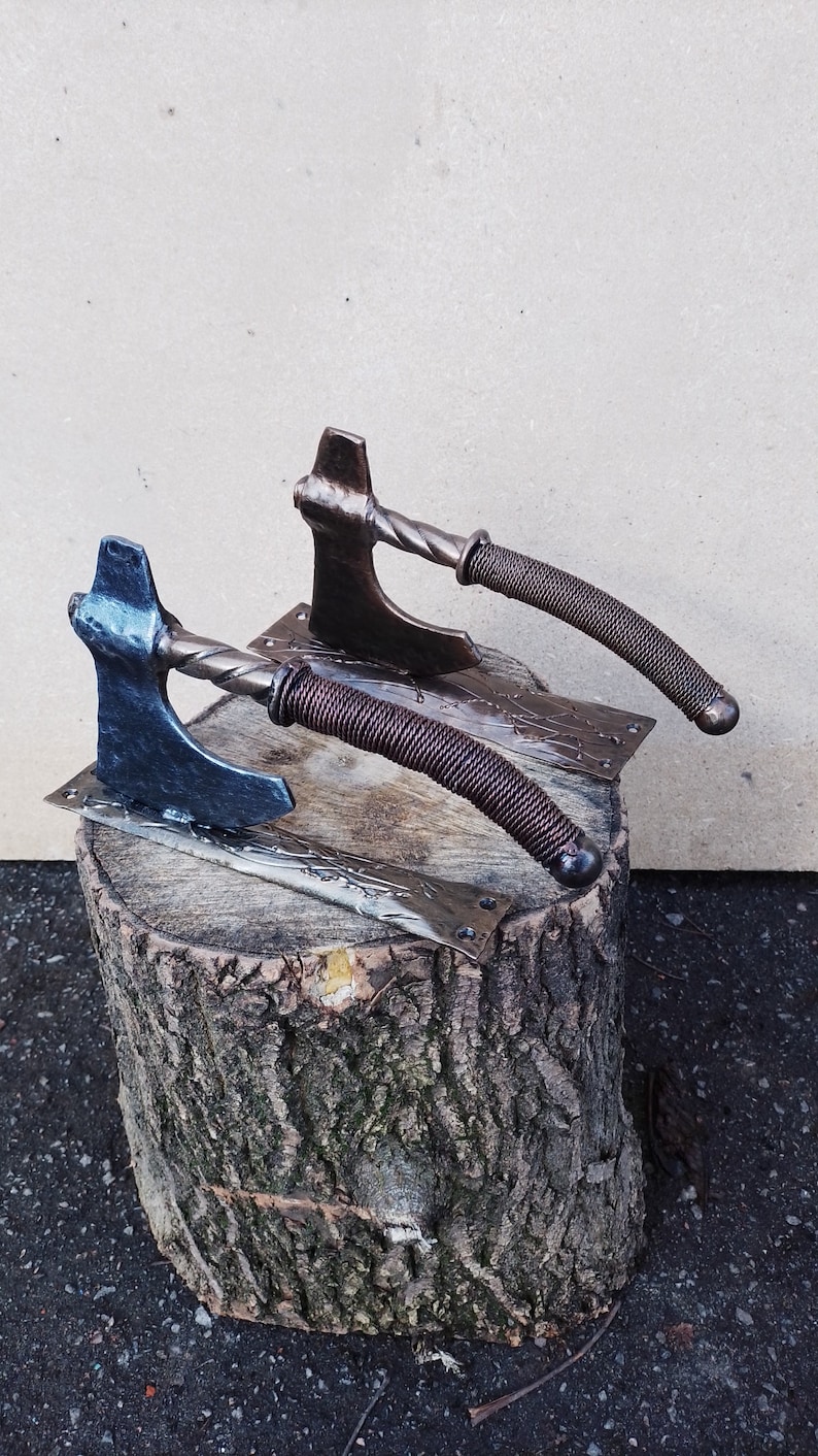 Forged Iron Axe Door Handle: Rustic Viking Decor - Etsy