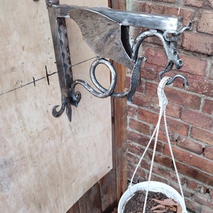 Medieval Dragon Wall Bracket – Hand Forged Iron Plant Hanger for Home ...