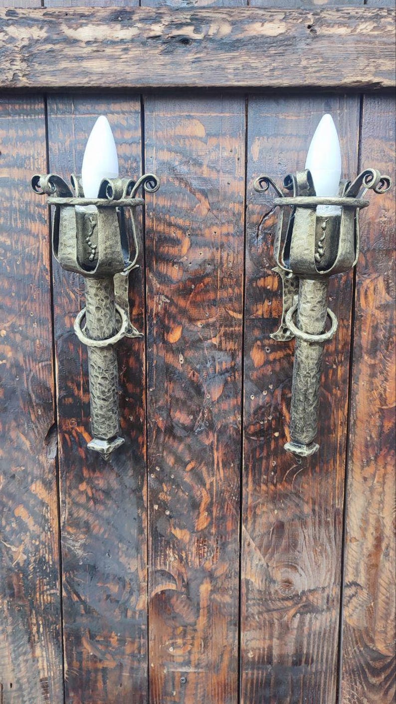 Hand Forged Medieval Wall Torch – Viking Style Steel Sconce – Rustic ...