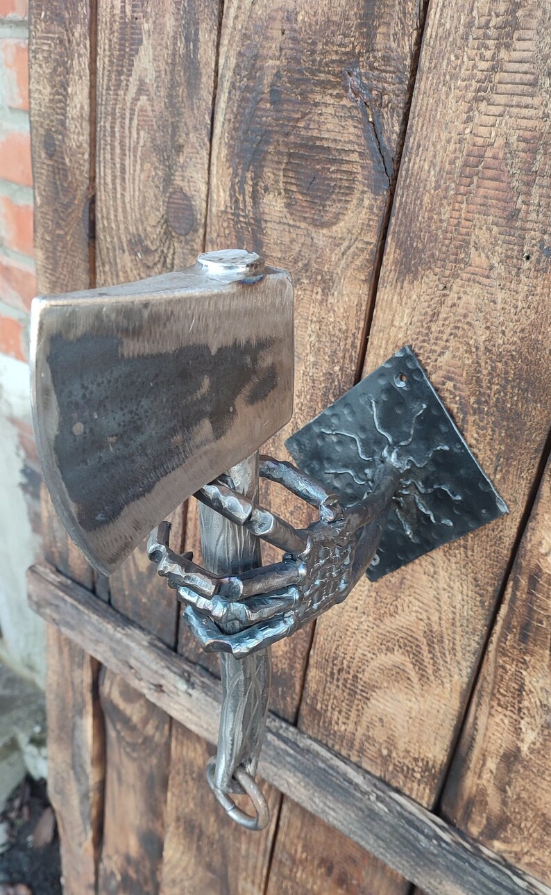 Halloween Decorhand Forged Skeleton Hand With Axe – Gothic Wall Decor ...
