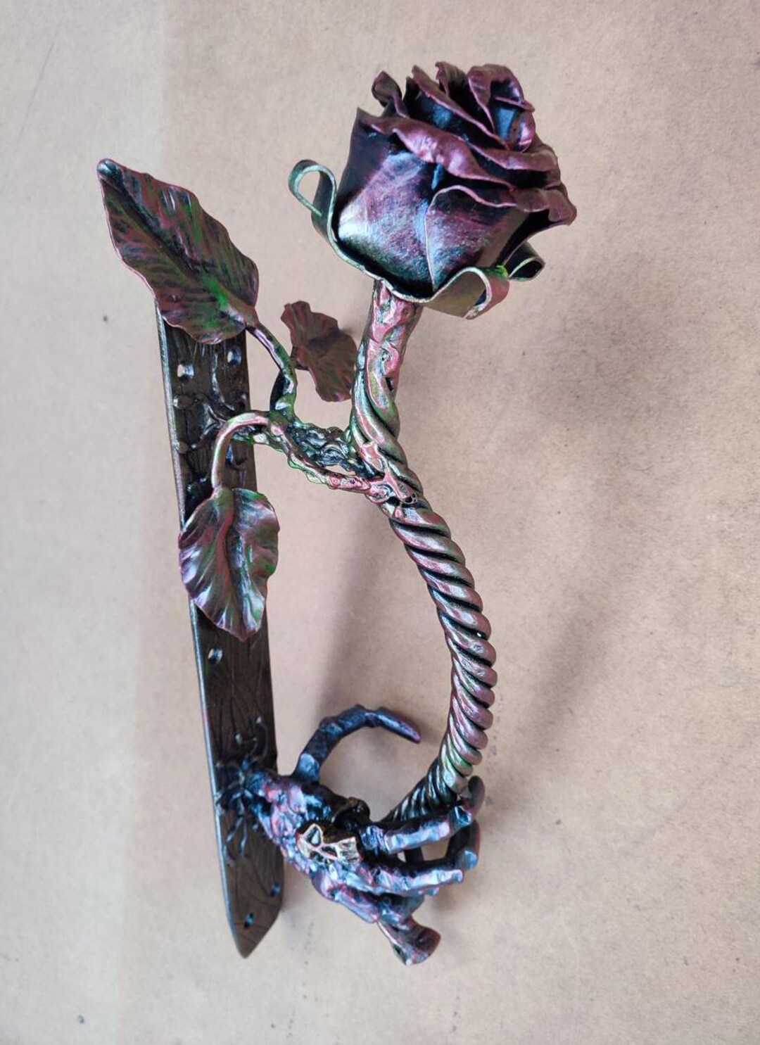 Gothic Door Handle. Bone Hand. Metal Rose. Gothic Decor .dark Art ...