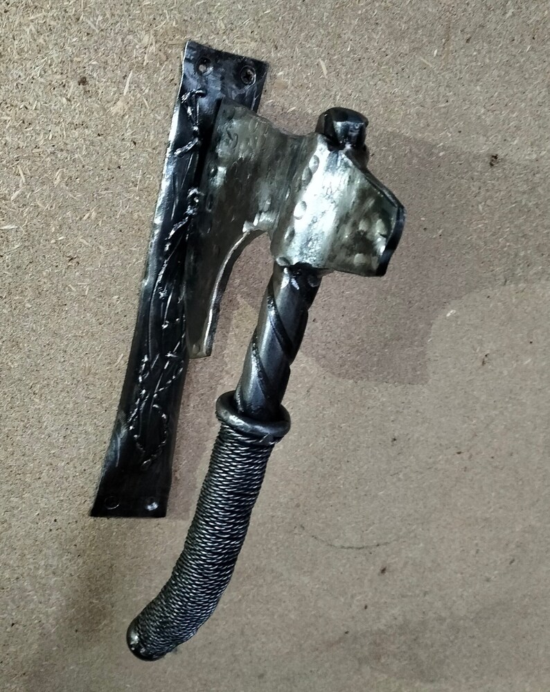 Forged Iron Axe Door Handle: Rustic Viking Decor - Etsy