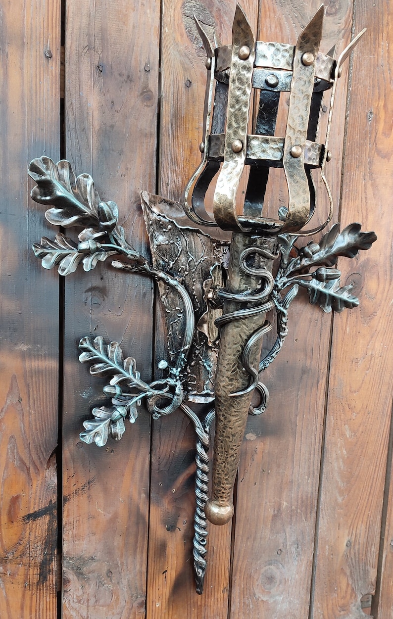 Medieval Torch Fantasy Wall Sconce Rustic Wall Lamp Wrought Iron Wall ...