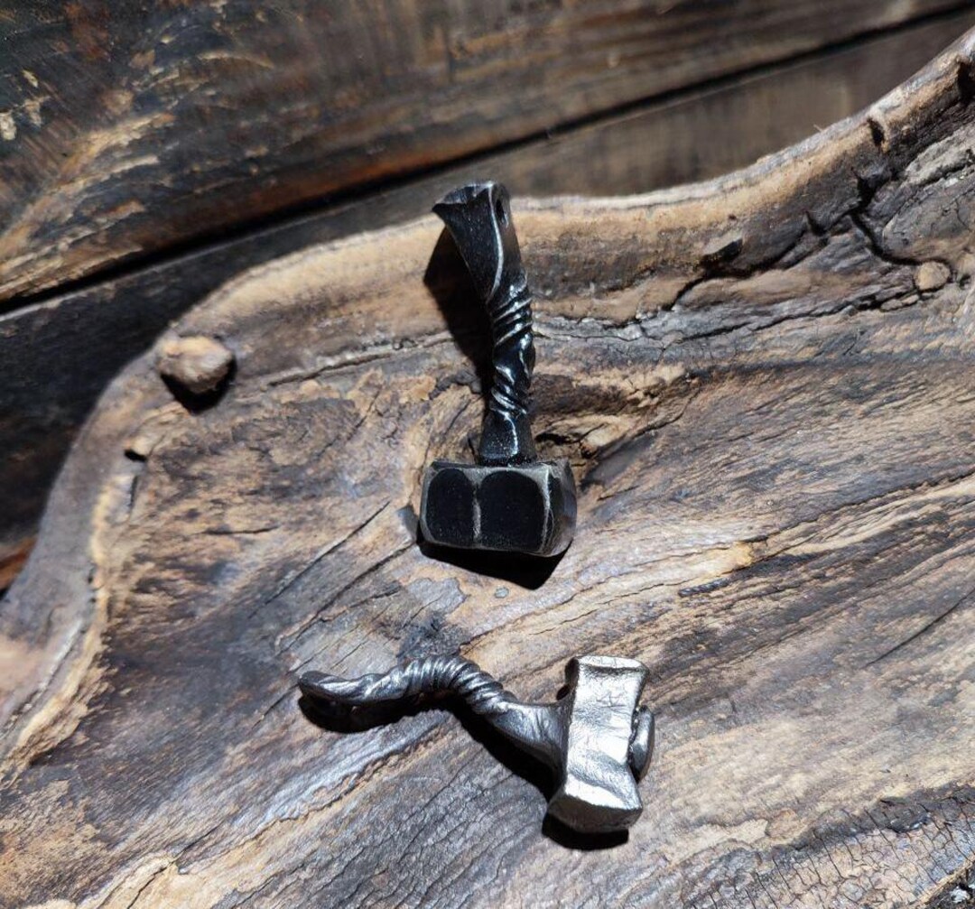 Steel Jewelry. Thor's Hammer Pendant. Pair Pendant. Blacksmith Jewelry ...
