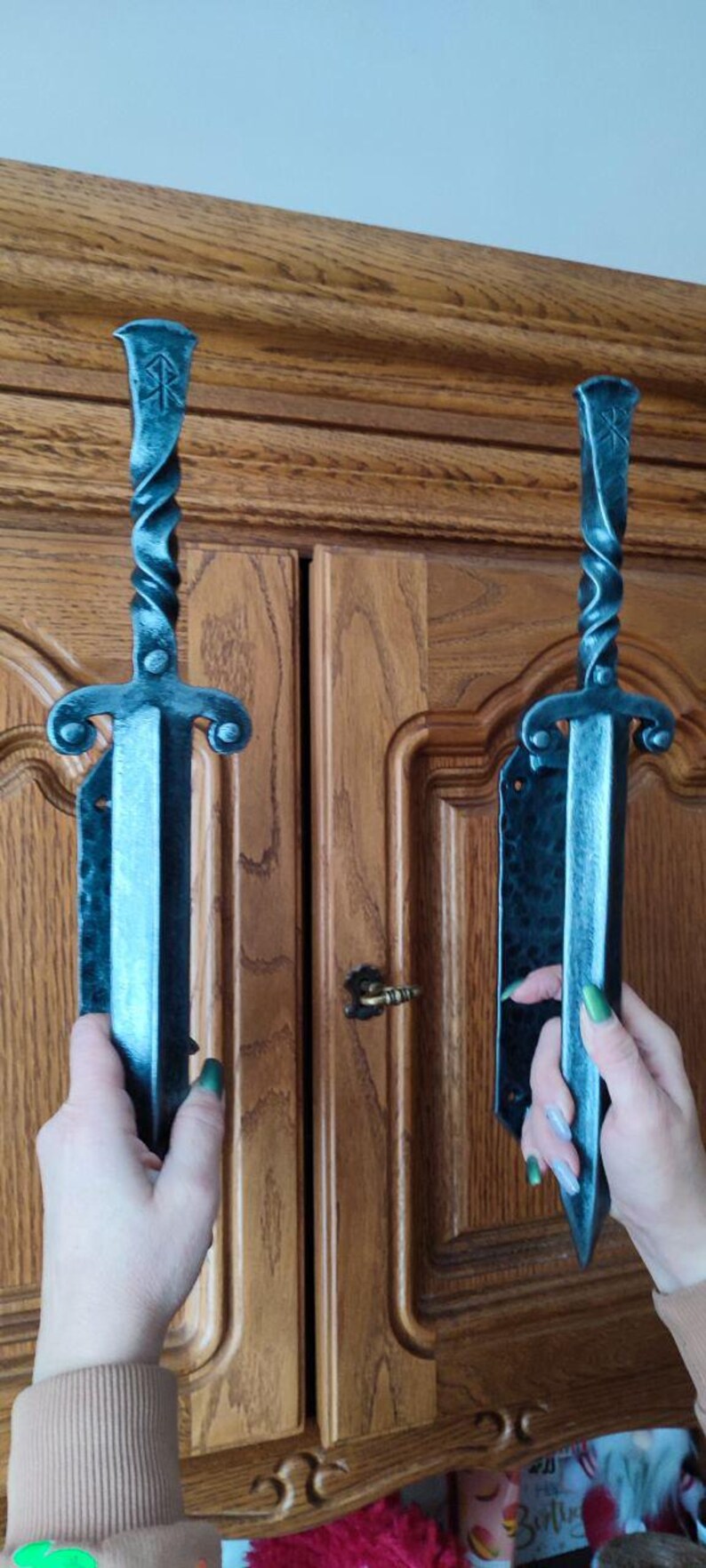 Hand-forged Medieval Sword Door Handle | Runic Iron Pull - Etsy