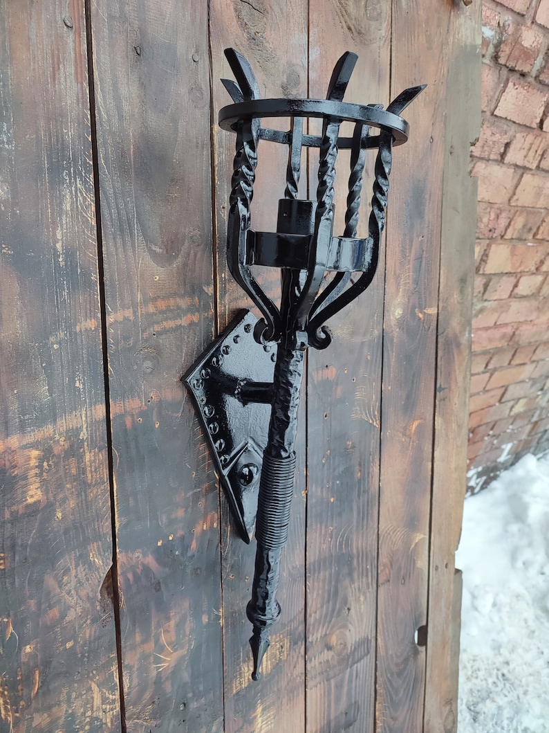 Medieval Iron Torch – Viking Wall Light – Castle Decor – Outdoor & Home ...