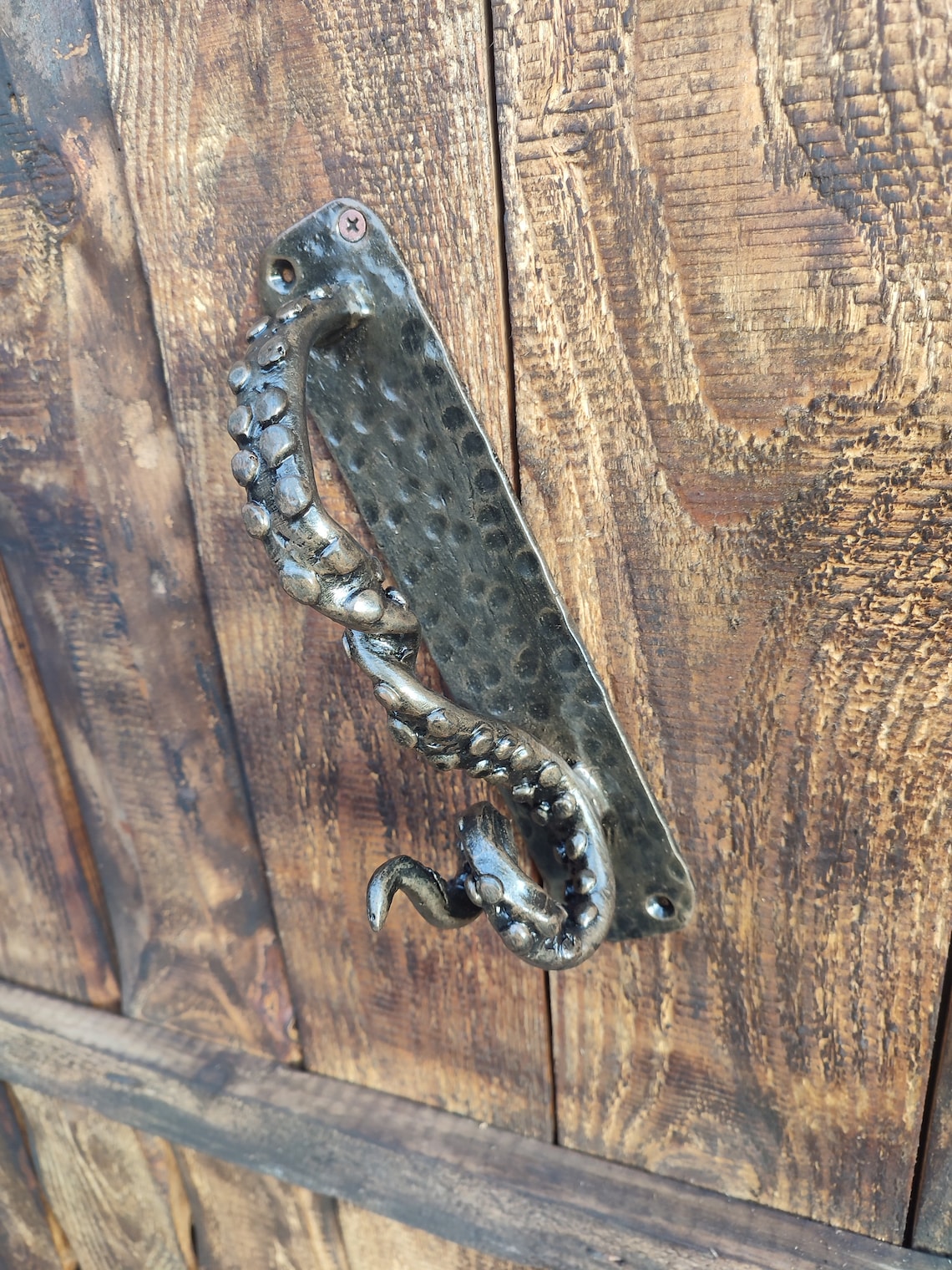 Hand Forged Octopus Tentacle Door Handle | Wrought Iron Sliding Door ...
