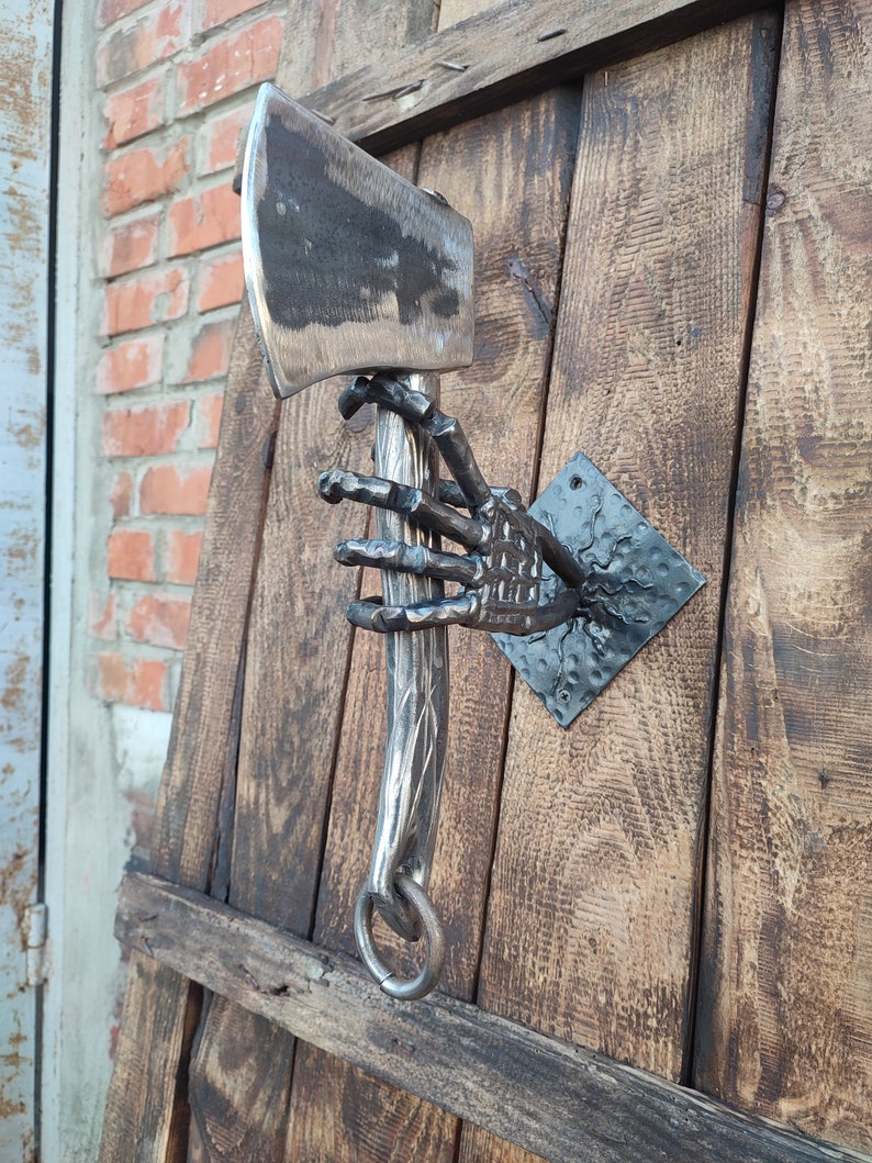 Halloween Decorhand Forged Skeleton Hand With Axe – Gothic Wall Decor ...