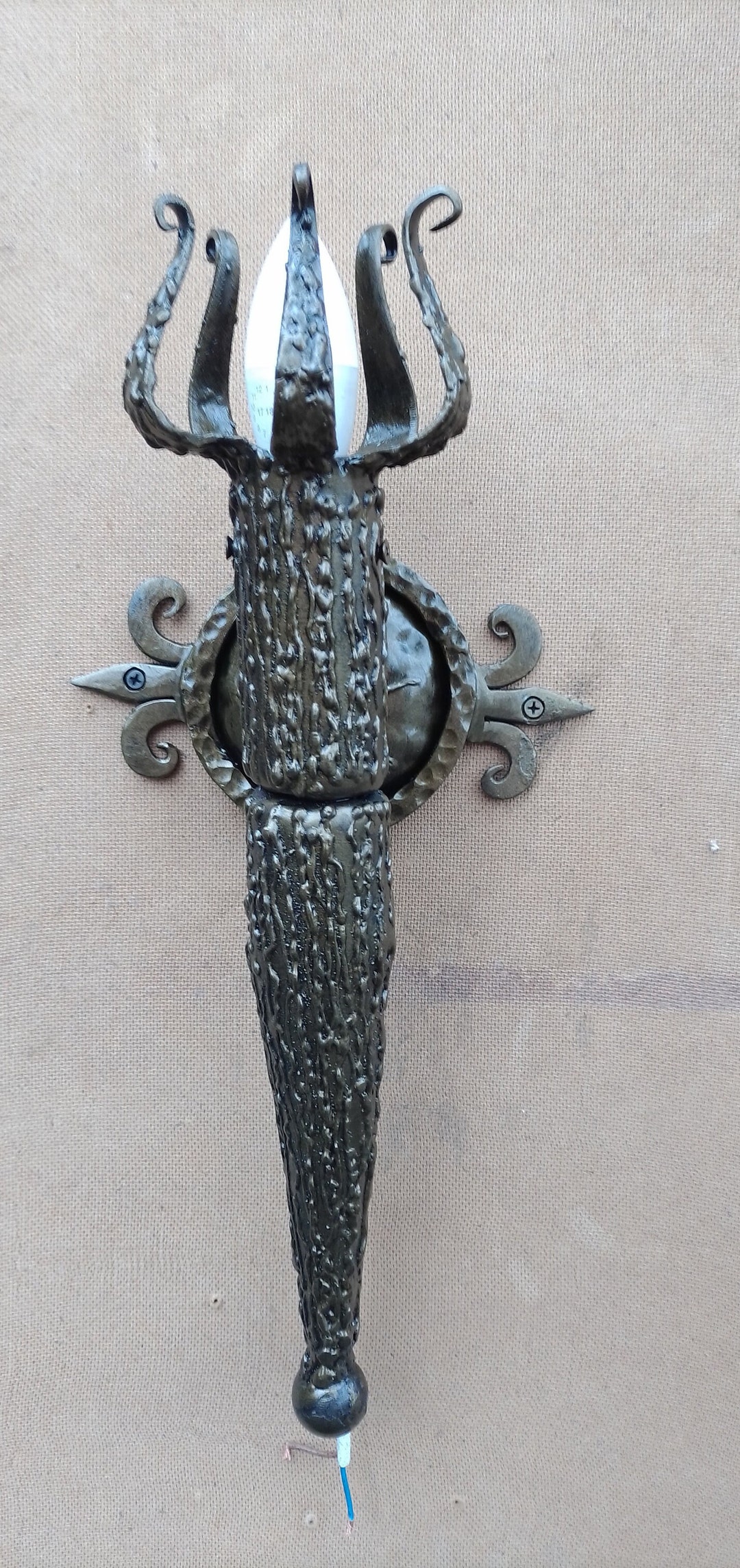 Hand Forged Medieval Wall Lamp: Gothic Iron Torch - Etsy