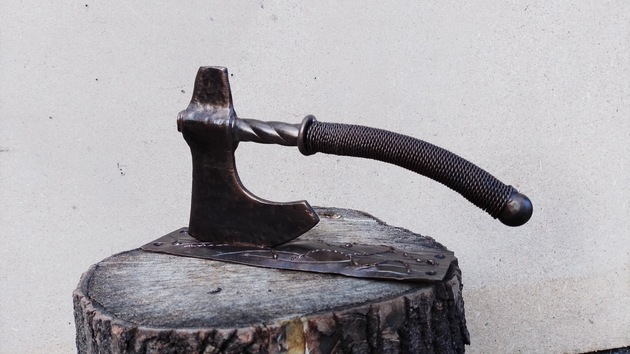 Forged Iron Axe Door Handle: Rustic Viking Decor - Etsy