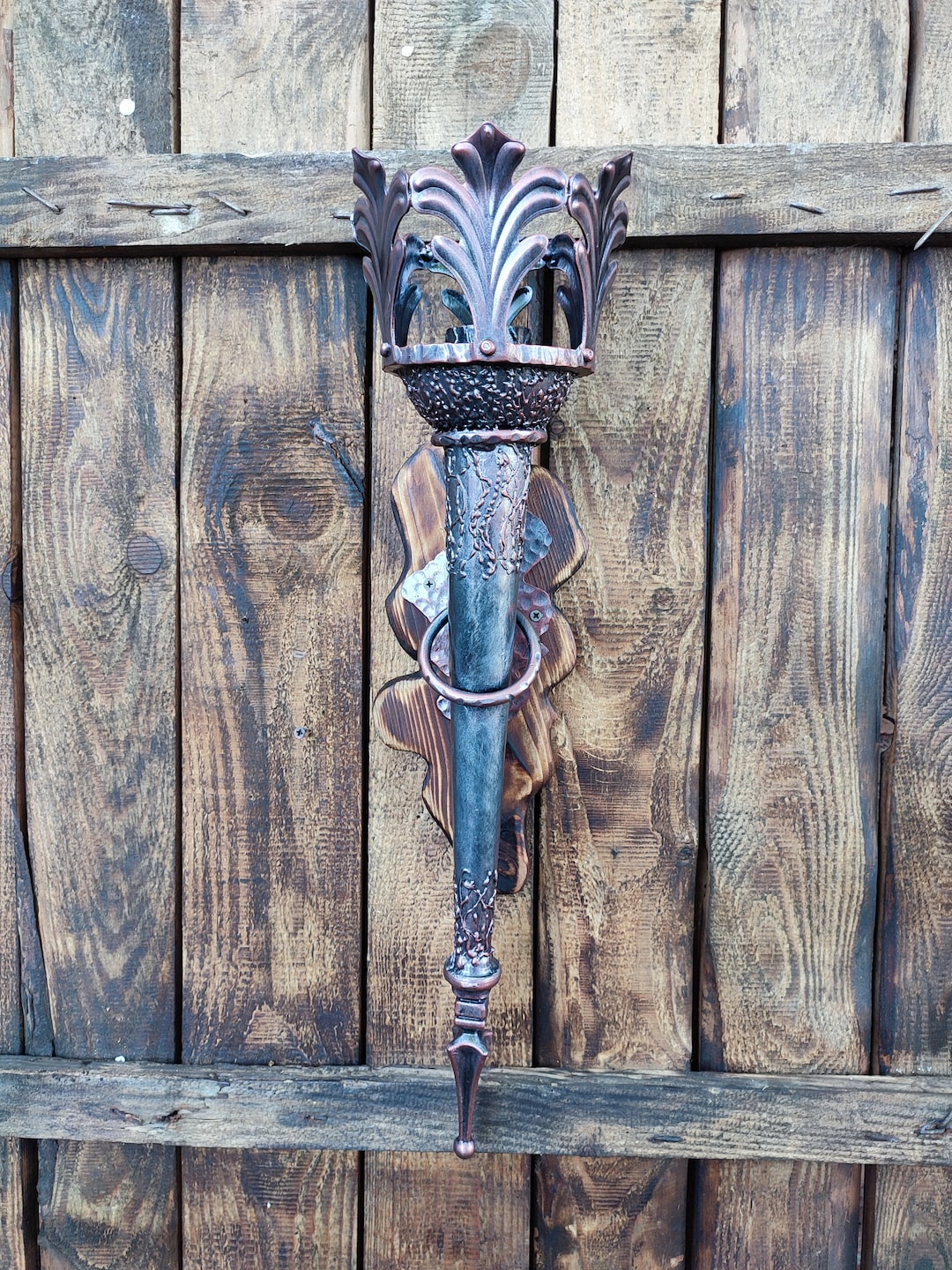 Hand Forged Iron Medieval Wall Torch – Gothic Castle Sconce - Etsy