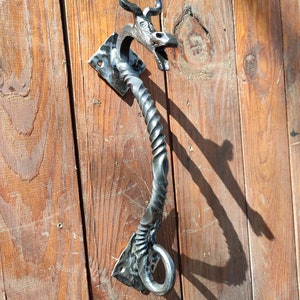 Hand Forged Dragon Barn Door Handle | Rustic Wrought Iron Art Decor ...