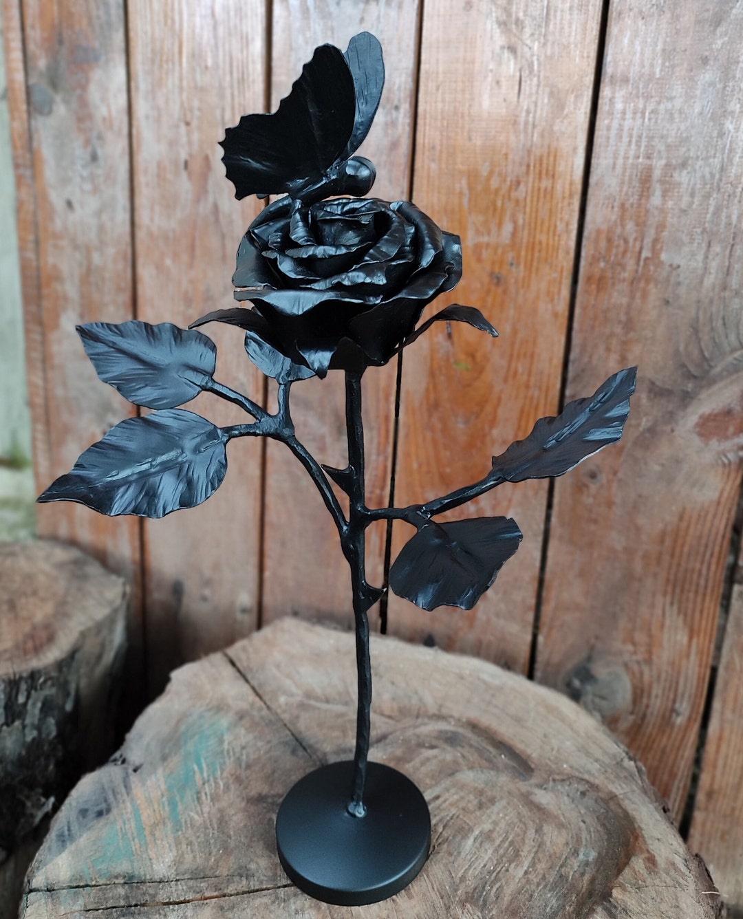 Steel Rose. Forged Roses With a Butterfly. Garden Rose. Mother's Day ...