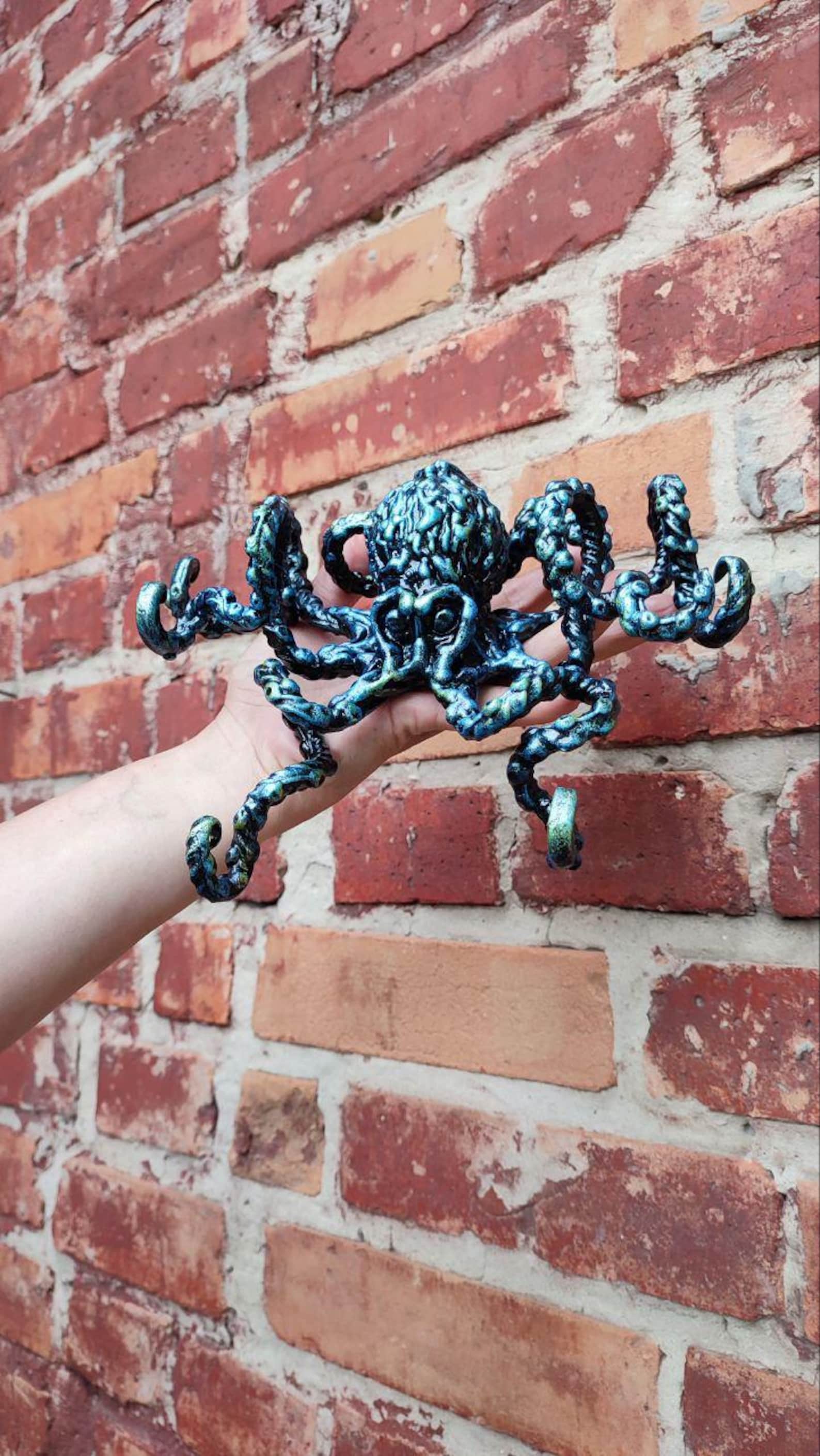 Escultura de pulpo de metal forjado a mano - Decoración náutica para el ...