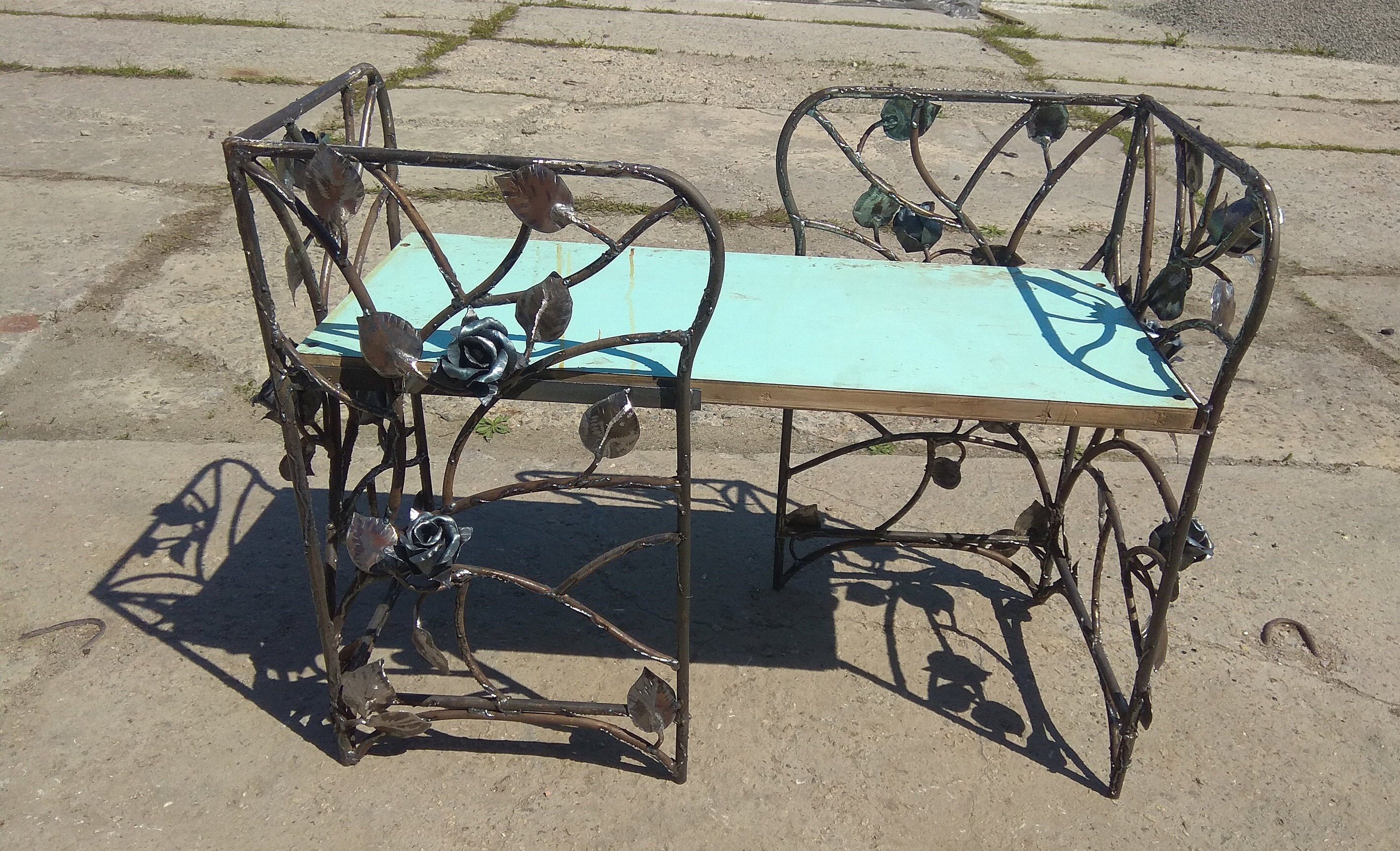Bench, Bench With Back, Garden Bench, Outdoor Furniture, Metal ...
