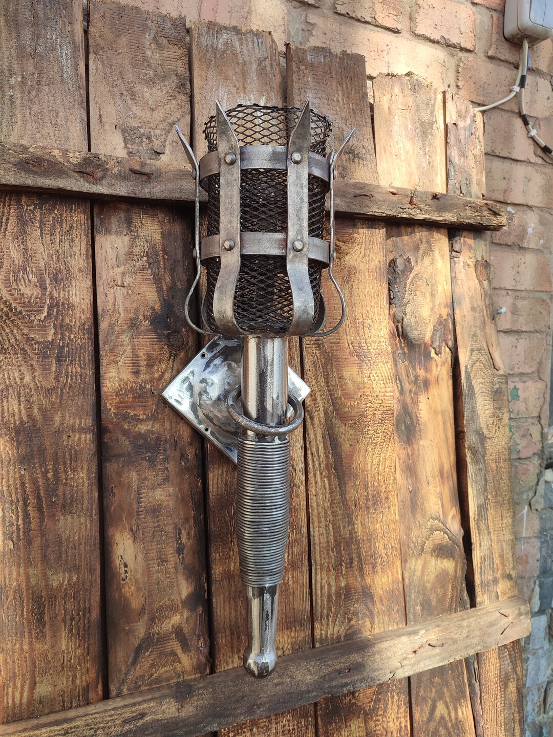 Hand Forged Wall Torch | Gothic Loft Lighting | Vintage Iron Sconce ...