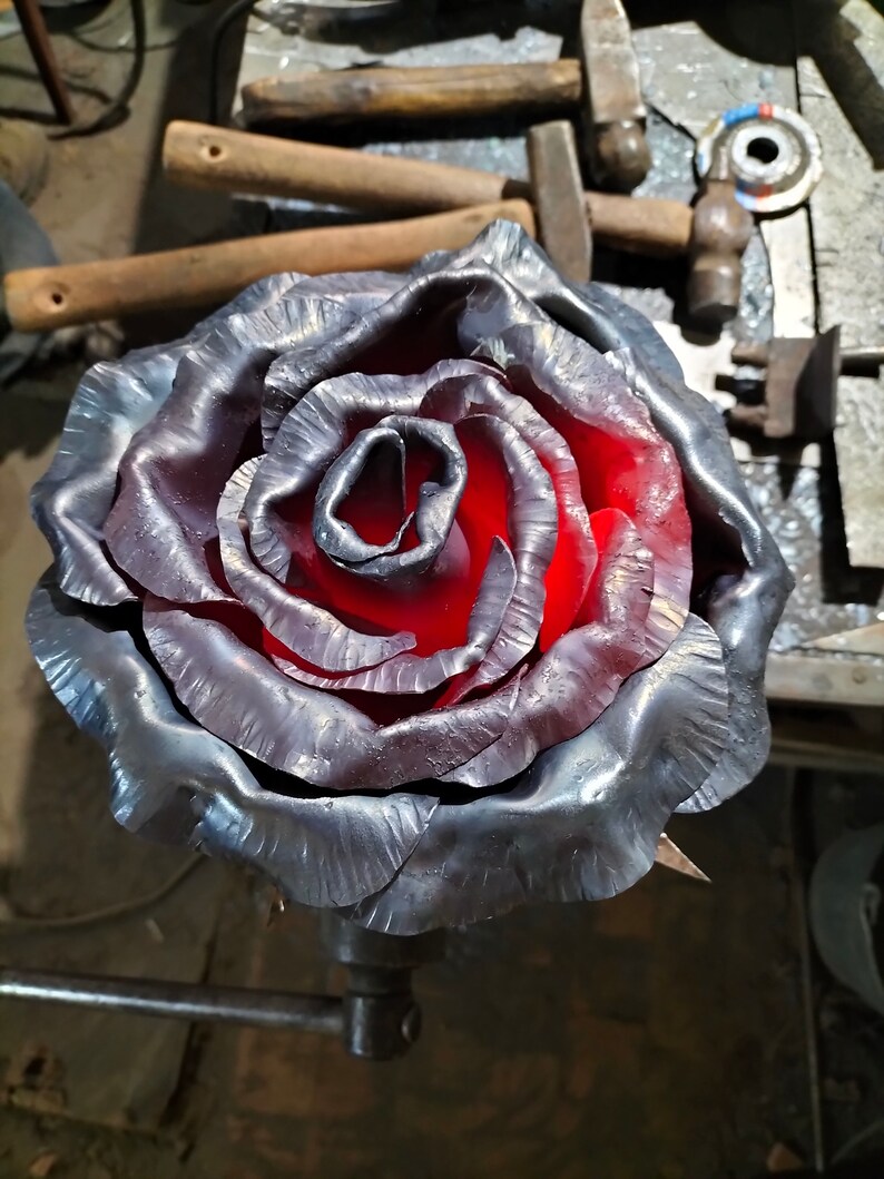 Steel Flower , Forged Rose, Steel Flower, Metallic Rose, Anniversary ...